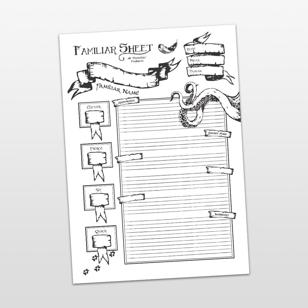 D&D "a Familiar Problem" Character Sheet *PDF DOWNLOAD* Fillable - Etsy
