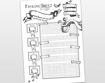 D&D Familiar Character Sheet PDF DOWNLOAD Fillable - Etsy