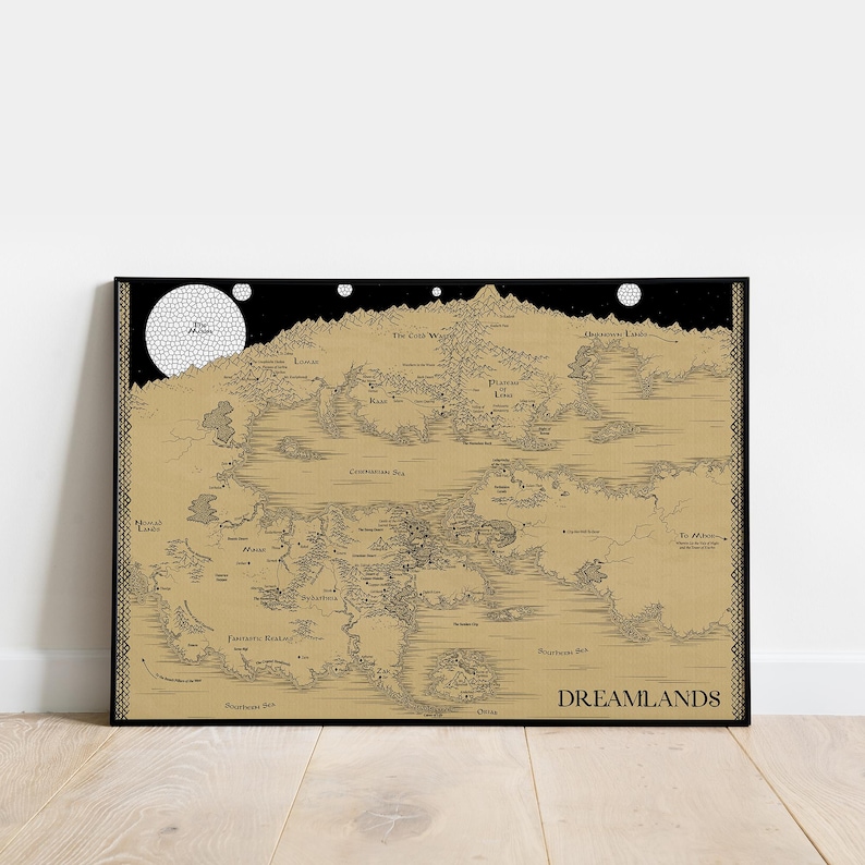 Map of HP Lovecraft Dreamlands - Etsy
