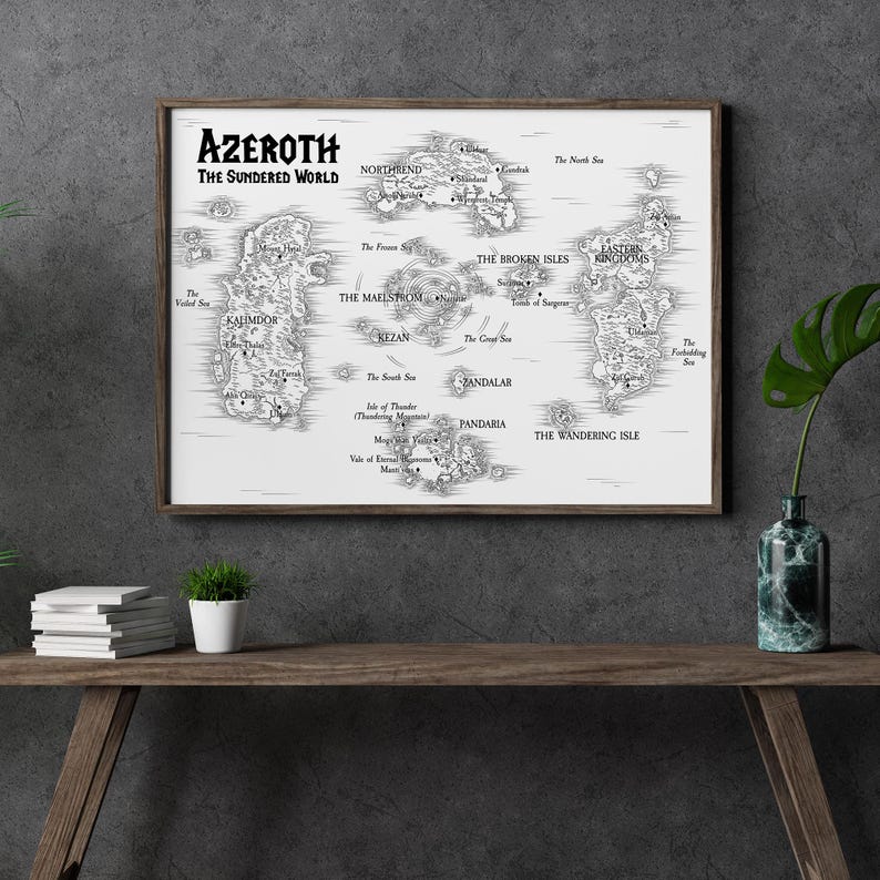 Map of Azeroth: the Sundered World - Etsy