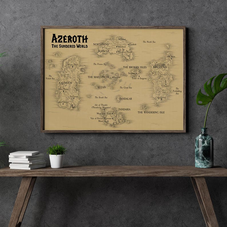 Map of Azeroth: the Sundered World - Etsy