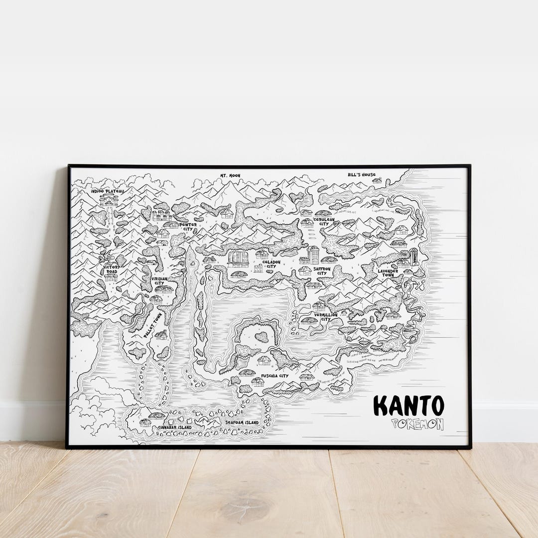 Map of Kanto: Pokemon - Etsy