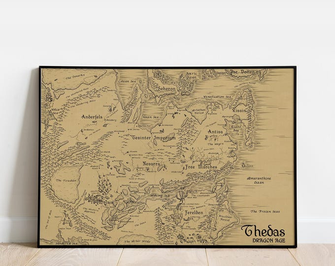 Dragon Age Map of Thedas: Aged, Handmade, Hand Drawn, Authentic Gift ...