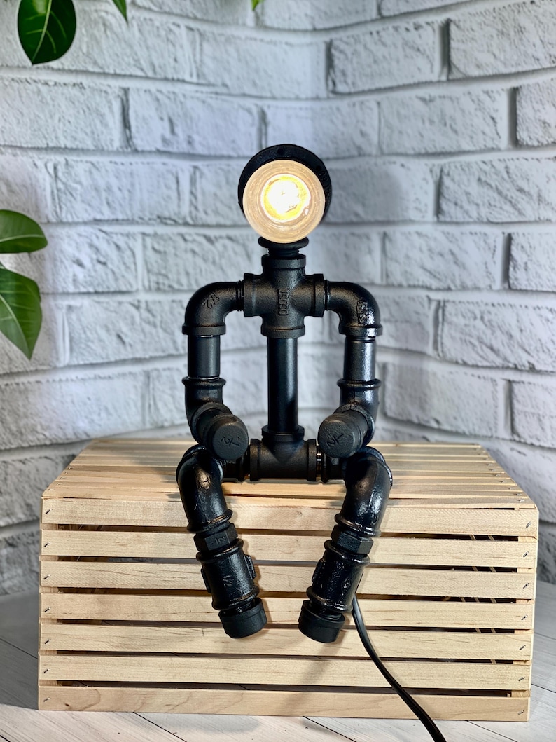 Industrial Steampunk Table Lamp – Standing Figure Desk Lamp ...