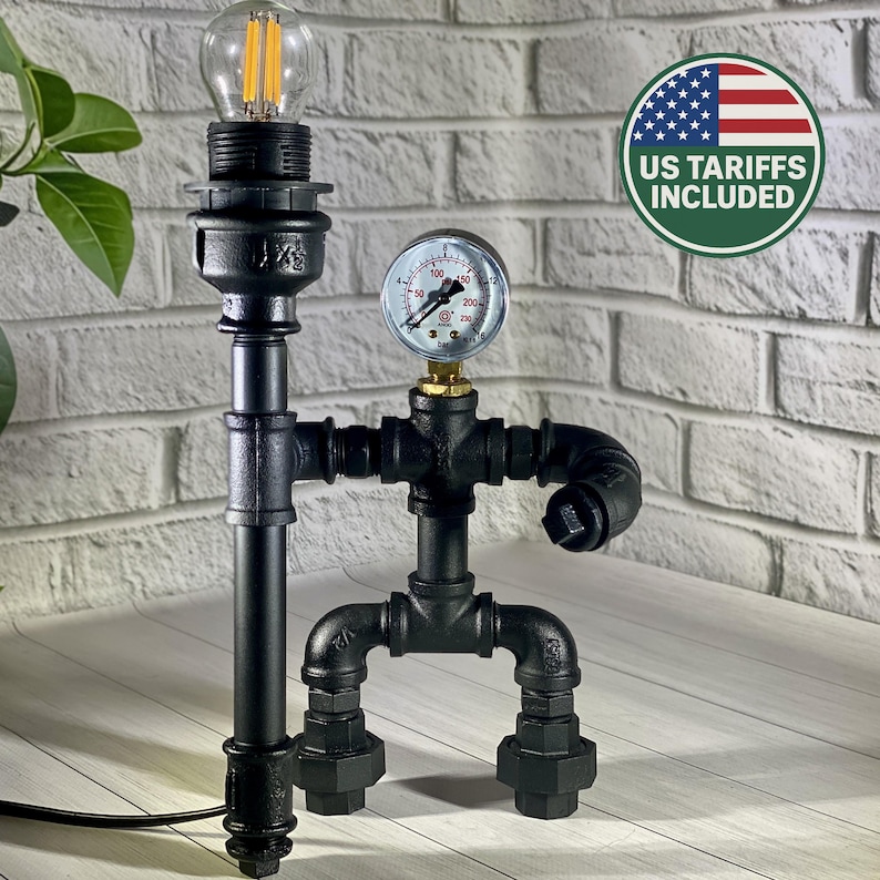 Steampunk Pipeman Table Lamp - Industrial Figure Lamp for Home Rustic ...