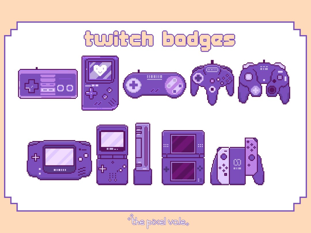 Twitch Badges Sub Pixel Art Video Game Console Icon Purple cute and ...