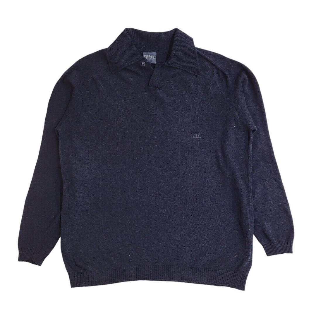Versace Vintage 90's Navy Blue Wool Jumper UK Men's Size Small - Etsy