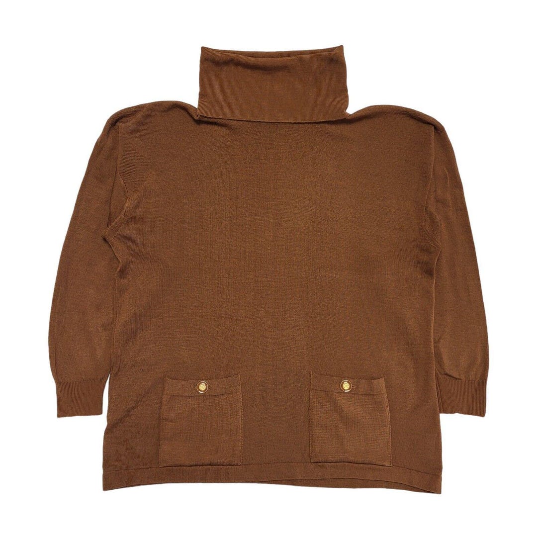 Straven Vintage 80's Brown Roll Neck Pocket Jumper Womens UK Size L - Etsy