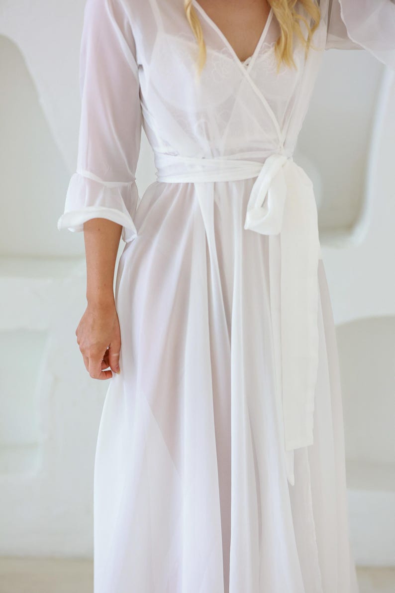 Lilac | Silhouette Chiffon Long Bridal Robe - With Free Plain Slip - Etsy