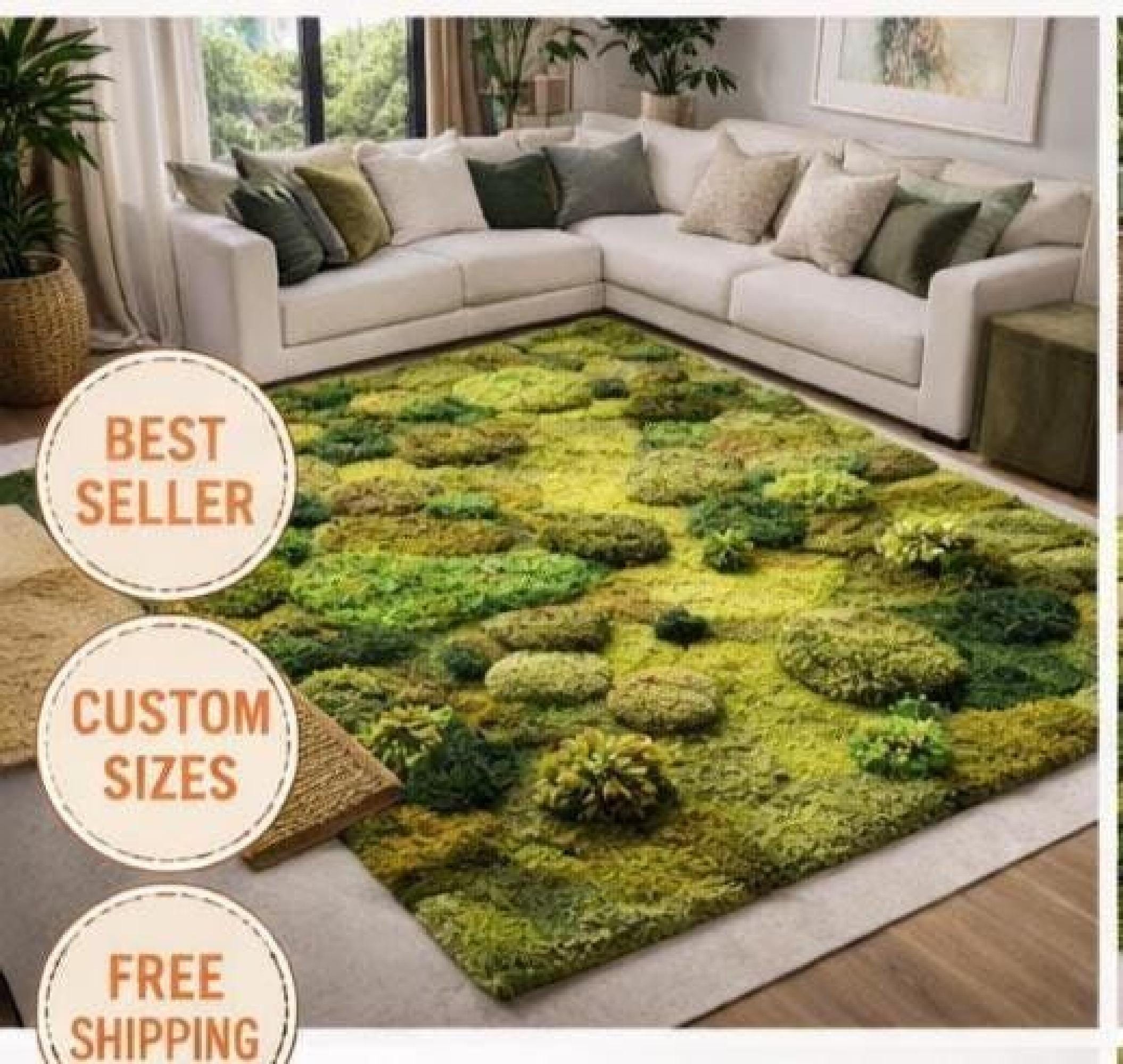 Luxury Moss Rug With Natural Texture, 3D Moss Area Rug, Plush Moss ...