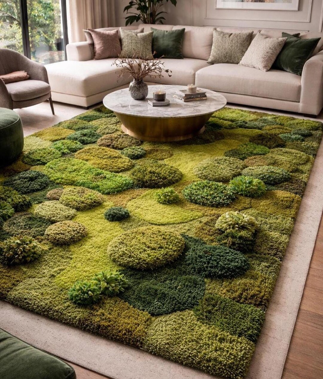Luxury Moss Rug With Natural Texture, 3D Moss Area Rug, Plush Moss ...