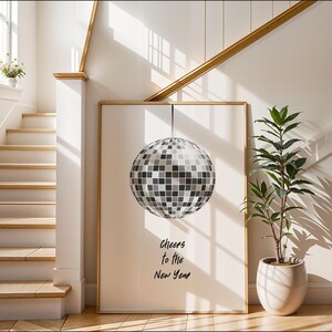 Trendy New Years Print Disco Ball Poster Minimalist New Year Decor ...