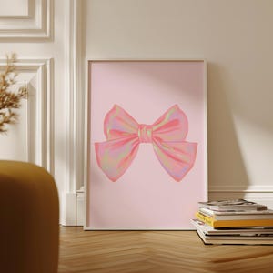 Bow Wall Art Pink Art Print Trendy Art Prints Aesthetic Poster Ribbon ...