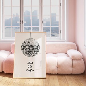 Trendy New Years Print Disco Ball Poster Minimalist New Year Decor ...