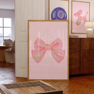 Bow Wall Art Pink Art Print Trendy Art Prints Aesthetic Poster Ribbon ...