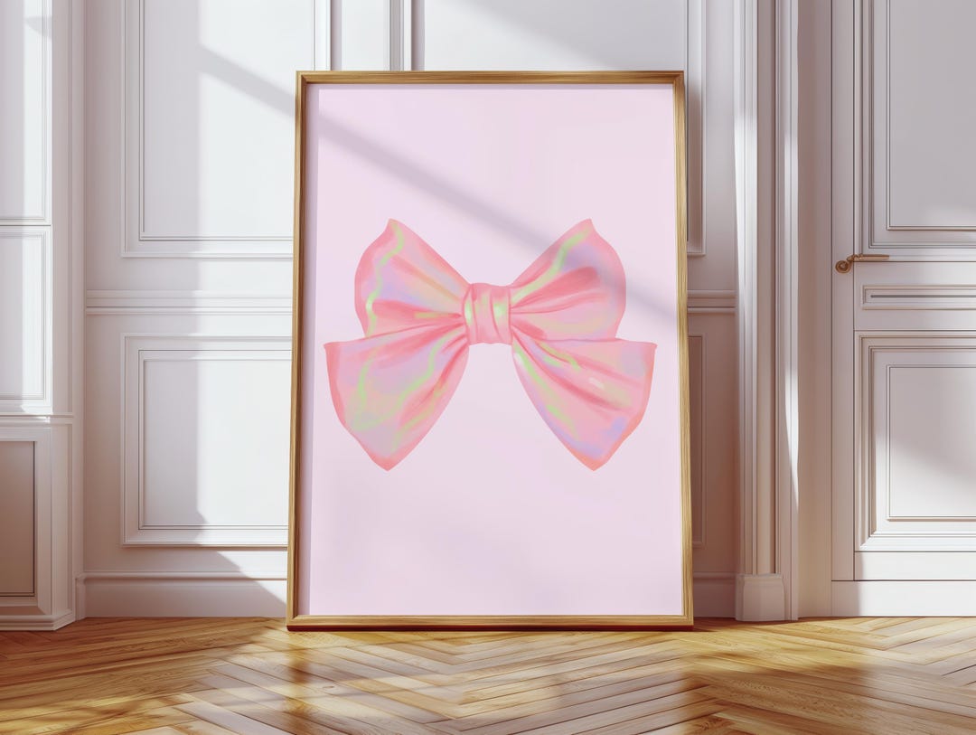 Bow Wall Art Pink Art Print Trendy Art Prints Aesthetic Poster Ribbon ...