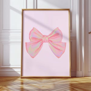 Bow Wall Art Pink Art Print Trendy Art Prints Aesthetic Poster Ribbon ...
