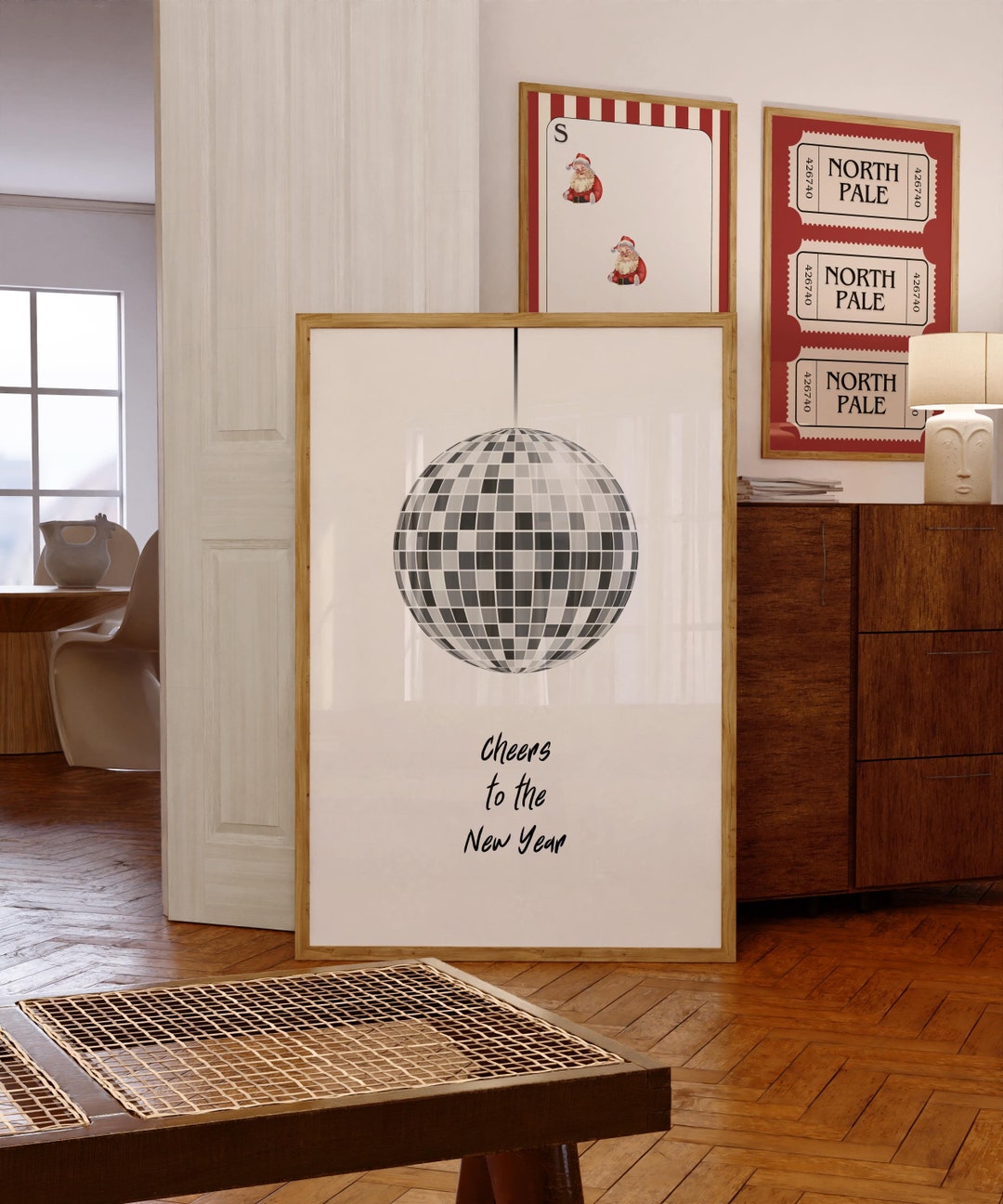 Trendy New Years Print Disco Ball Poster Minimalist New Year Decor ...