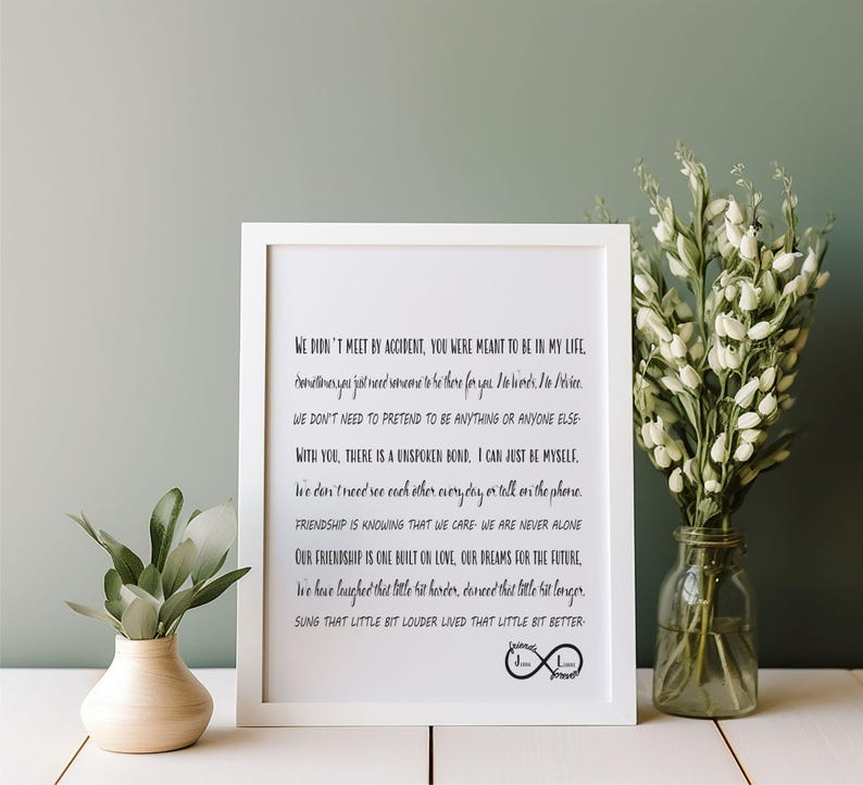Personalised Friendship Framed Poem | Friend Poem | Best Friend Gift ...