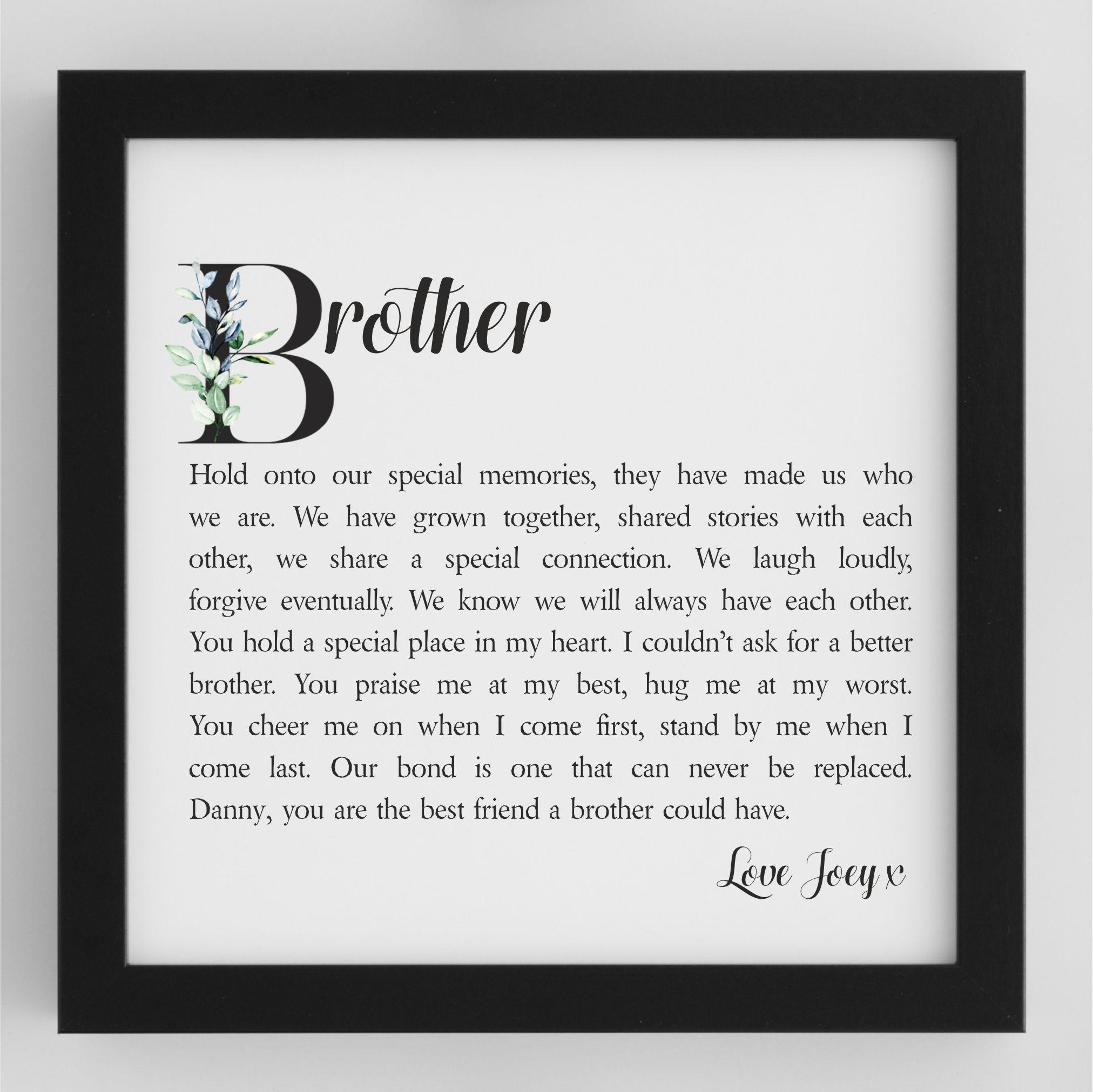 Brother Personalised Box Frame Poem | Brother Poem | Framed Keepsake ...
