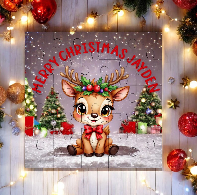 Children's Personalised Countdown Advent Puzzle Calendar Box | Santa's ...