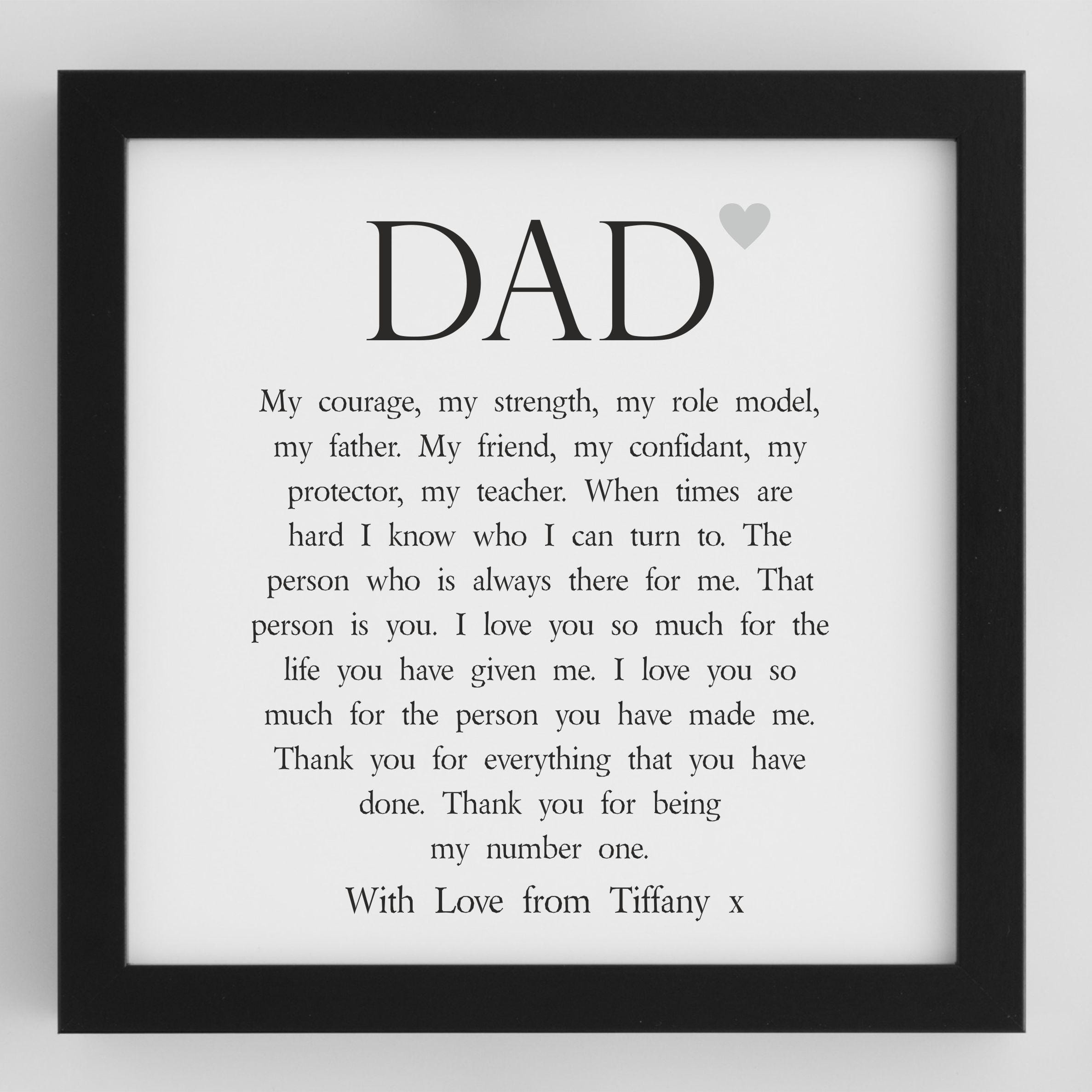 Dad Personalised Framed Poem | Dad Poem Print | Father's Day | Wedding ...