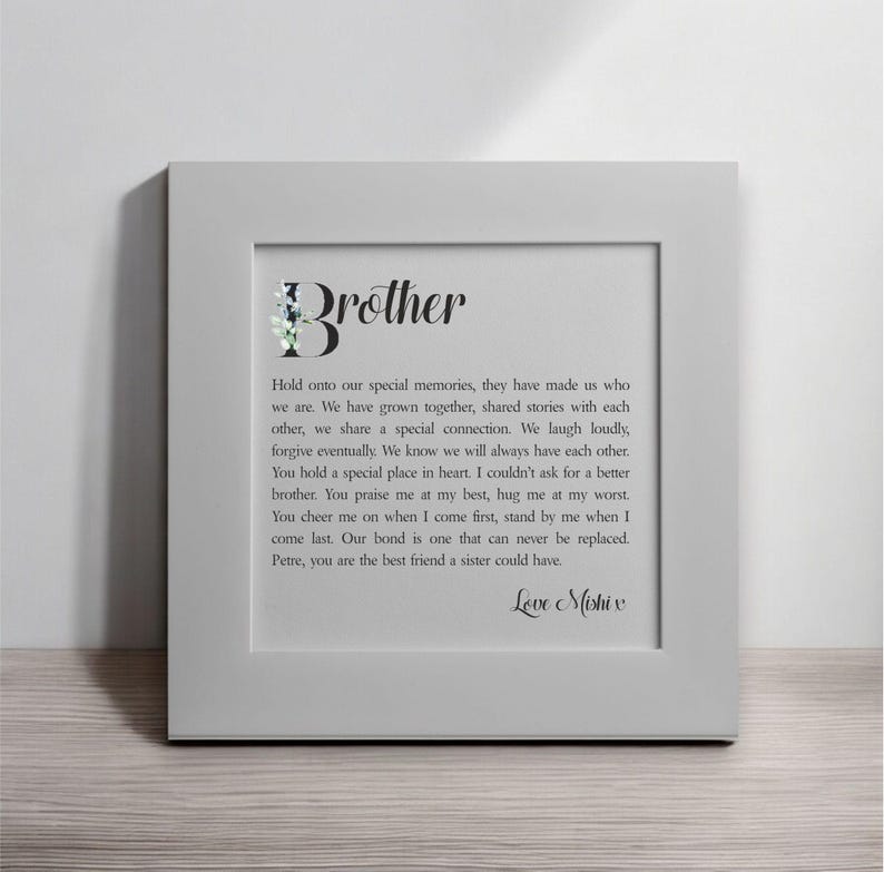 Brother Personalised Box Frame Poem | Brother Poem | Framed Keepsake ...