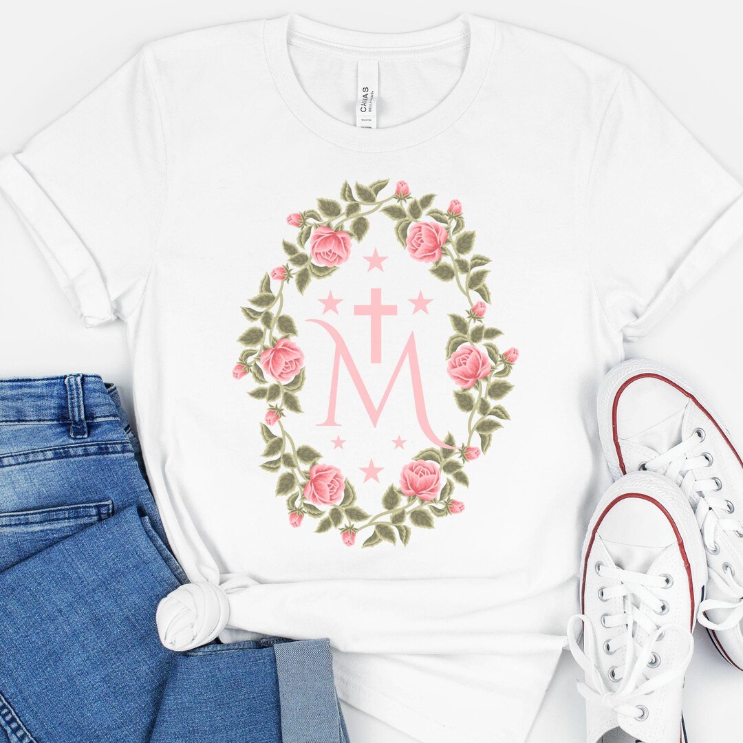 Marian Catholic T-shirt, Virgin Mary T-shirt, Catholic Gifts for Women ...