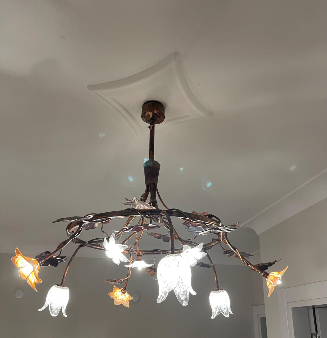 Delicate Ceiling Lighting Handmade Copper Lamp With Floral Design ...