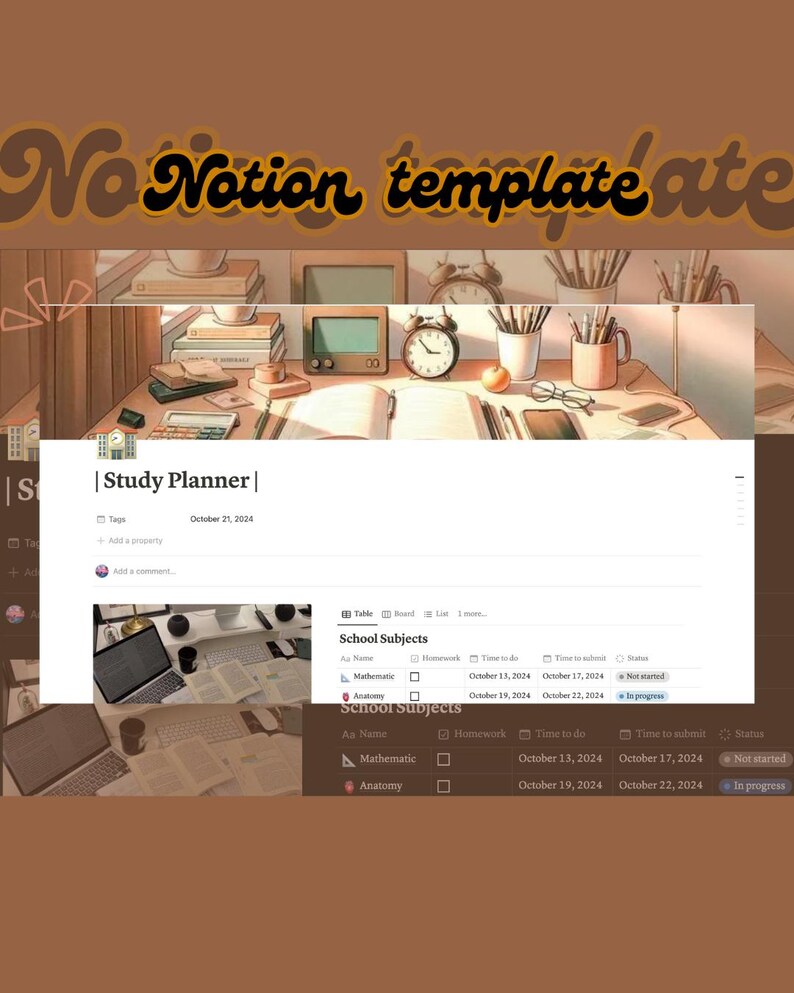 Study Planner Notion Templates - Etsy