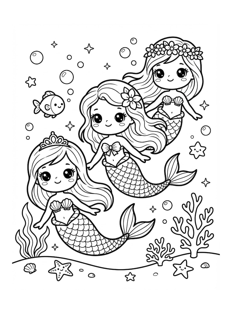Princess, Unicorn, Fairy & Mermaid Coloring Pages for Kids - Etsy New ...