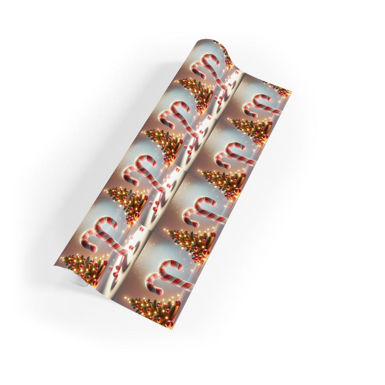 Christmas Candy Cane Gift Wrapping Paper Roll Festive Holiday Present ...