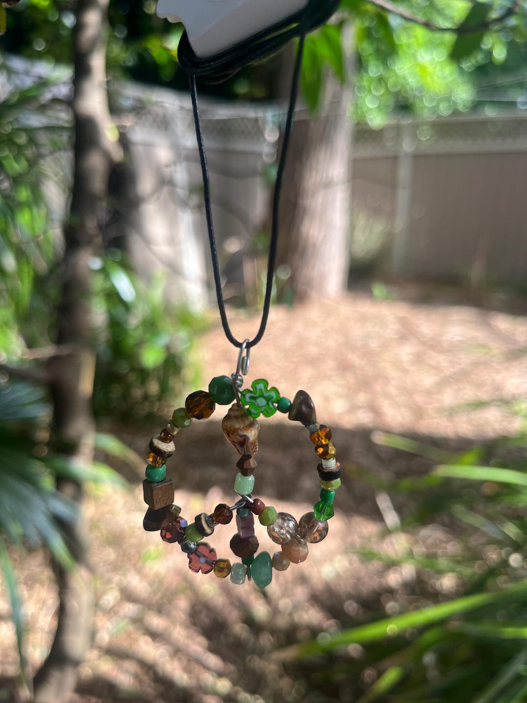 Mixed Crystal and Bead Peace Sign Pendant-boho-bohemian-hippie ...
