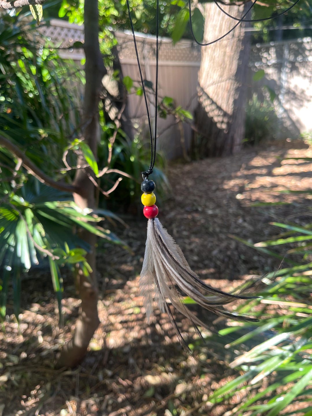 Emu Feather and Wooden Bead Necklace - Etsy Australia