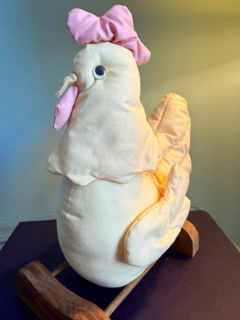 Vintage Puffy Chicken Doorstop: 1980s Plush Hen With Googly Eyes - Etsy