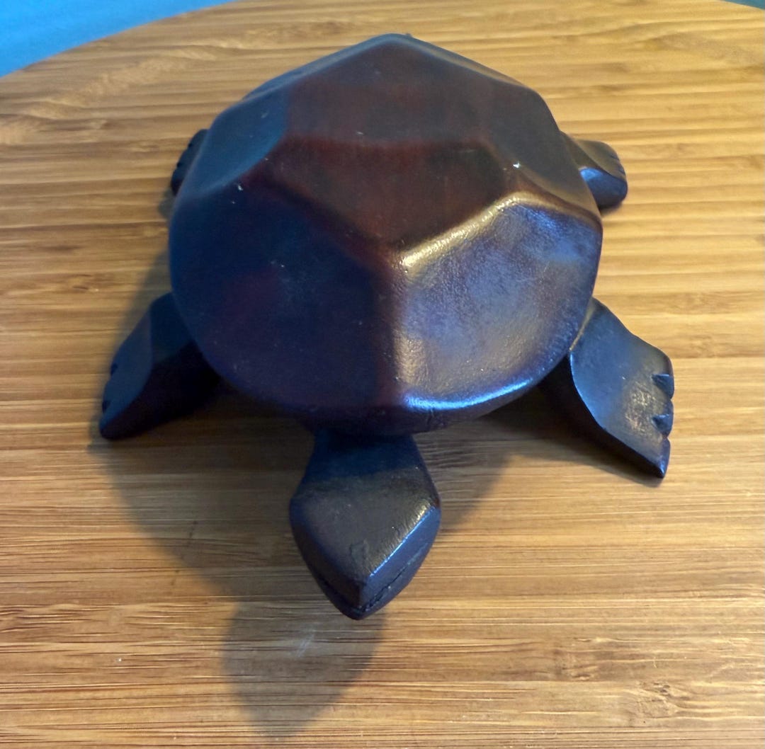 Vintage Hand-carved Wooden Turtle Trinket Box, Folk Art Lidded ...
