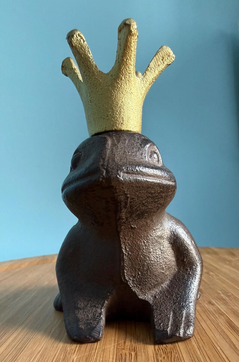 Vintage Cast Iron Frog With Crown, Whimsical Frog King Decor - Etsy