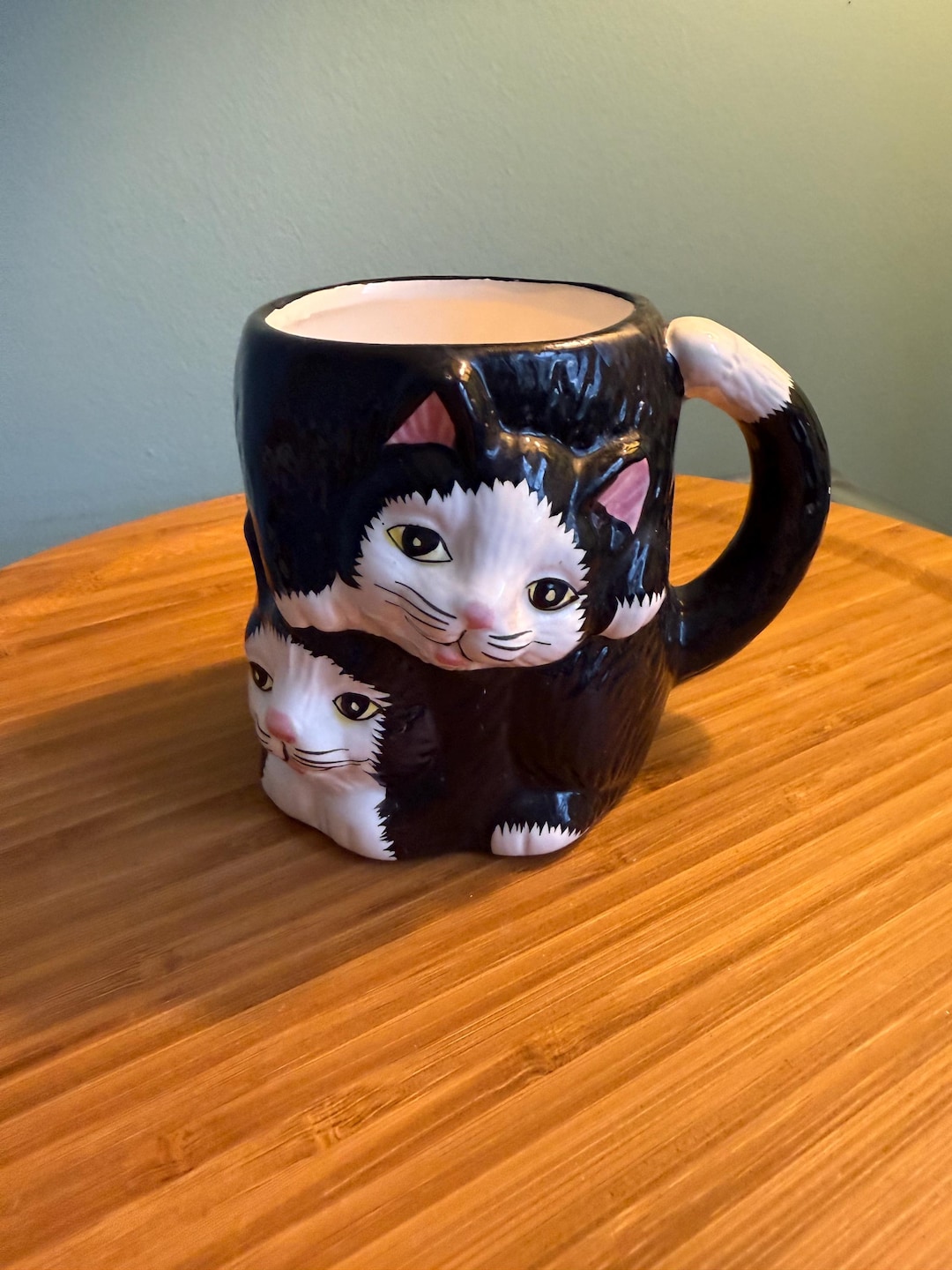 Vintage 1993 Tuxedo Cat Mug: Sculpted Ceramic Coffee Cup - Etsy