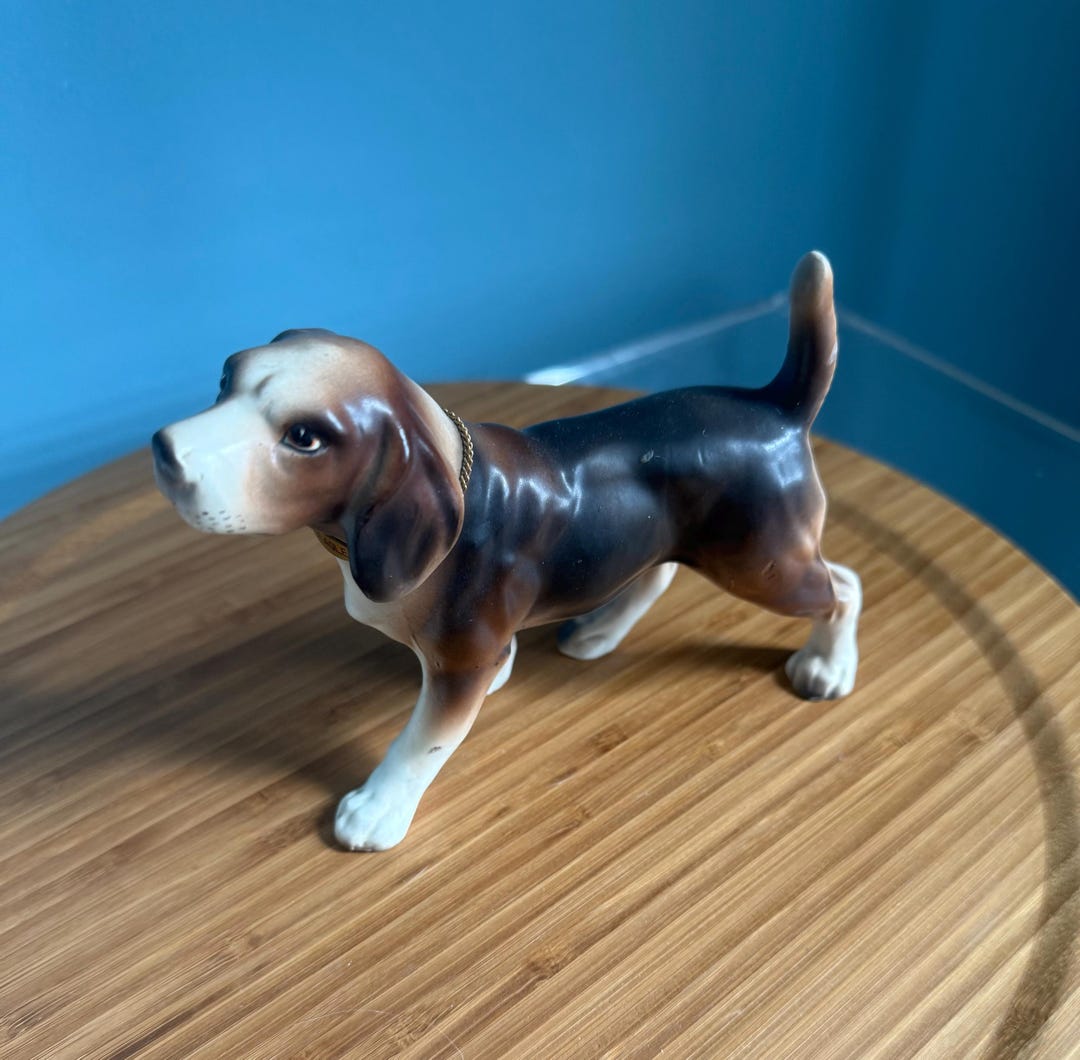 Vintage Ceramic Beagle Figurine – Mid Century Realistic Dog Statue With ...