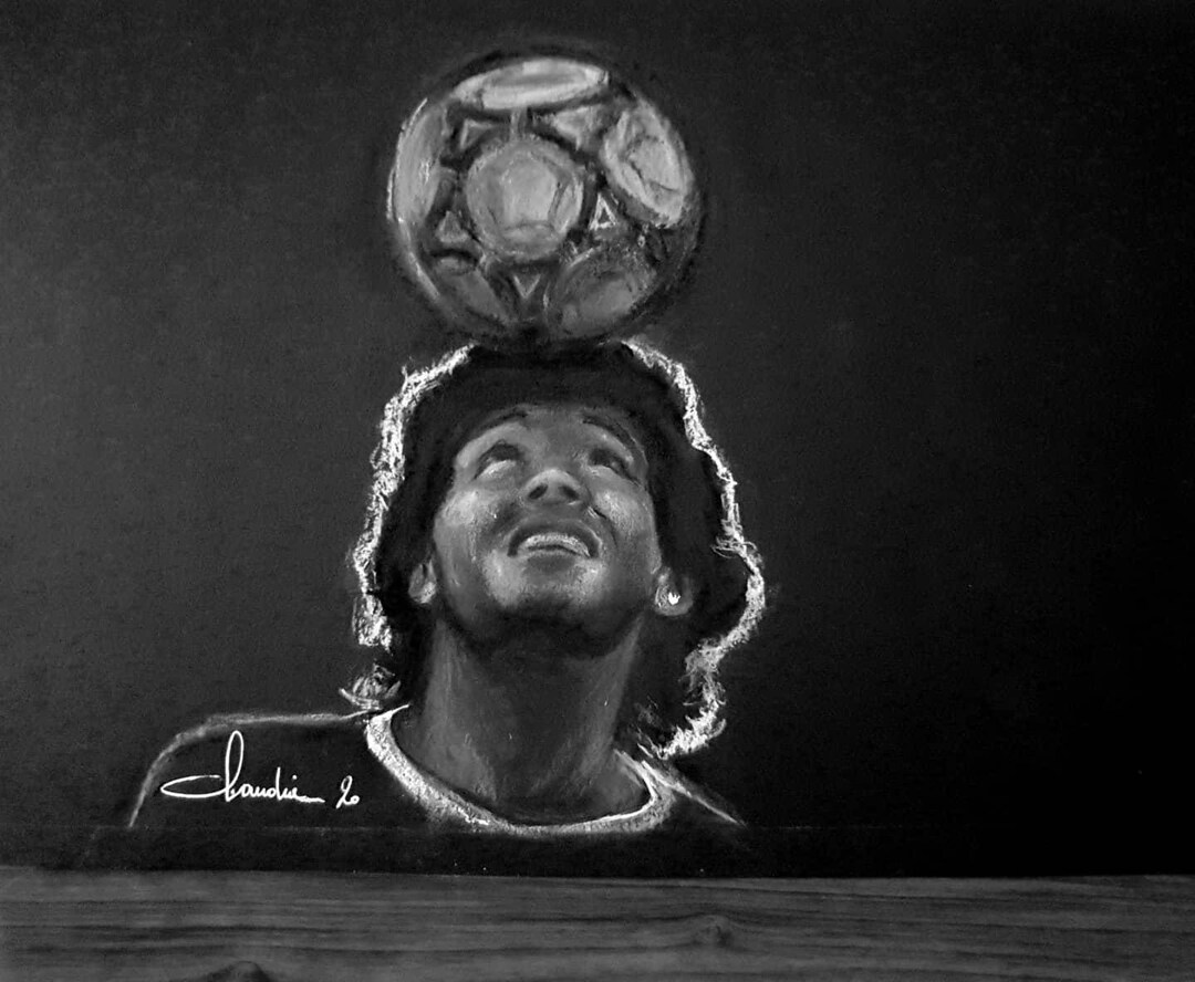 Portrait of Diego Maradona, Unique Model Drawing, Portrait, Football ...