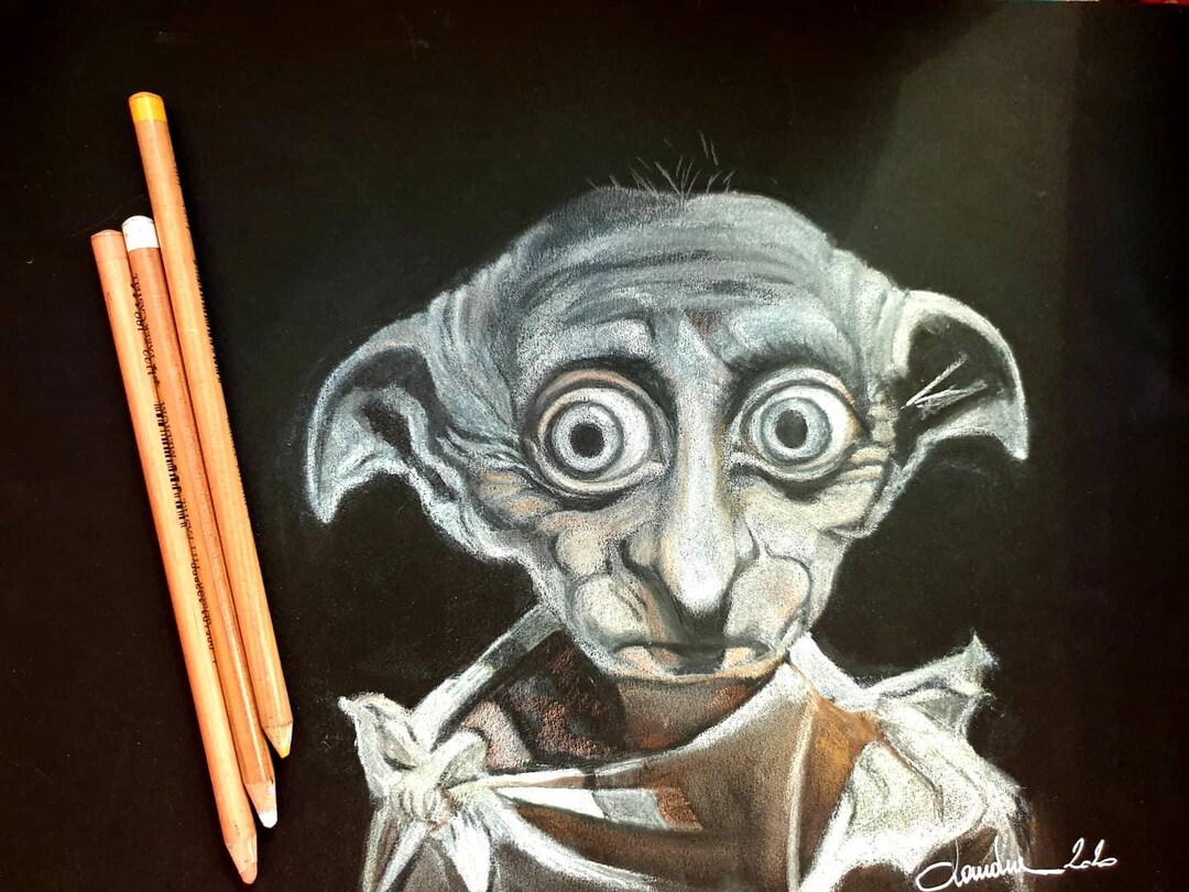 Dobby Portrait, Harry Potter Drawing, Original Pastel Portrait, Unique ...