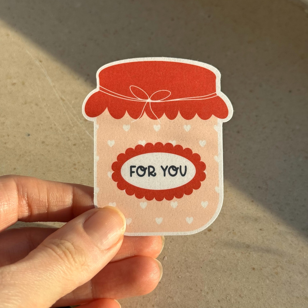 Cute Jam Jar Sticker, Waterproof Sticker, Valentine's, Anniversary ...