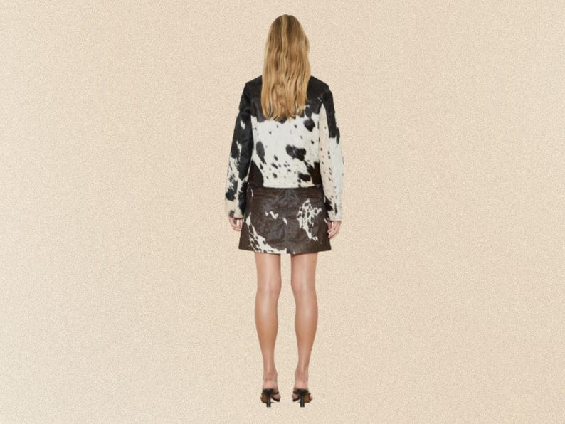 Cowhide Leather Skirt and Jacket Set Women Western Outfit Real Cowhide ...