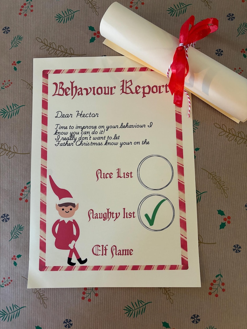 Elf Behaviour Report Naughty List - Etsy