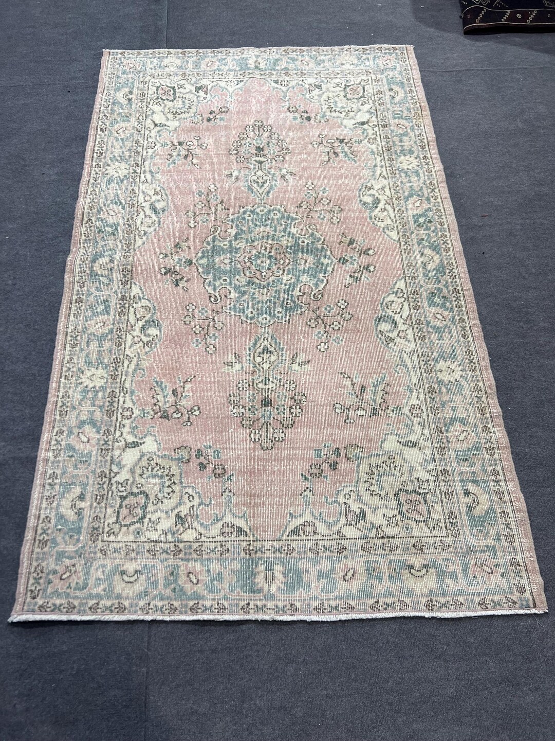 4x7 Turkey Area Pink Rug, Handmade 4x7 Rug, Wool Rug, Oushak Rug, Pink ...