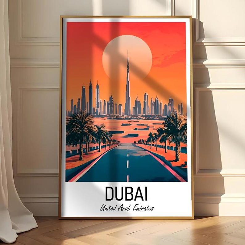 Dubai City Print, Dubai Travel Poster, United Arab Emirates Travel Gift ...