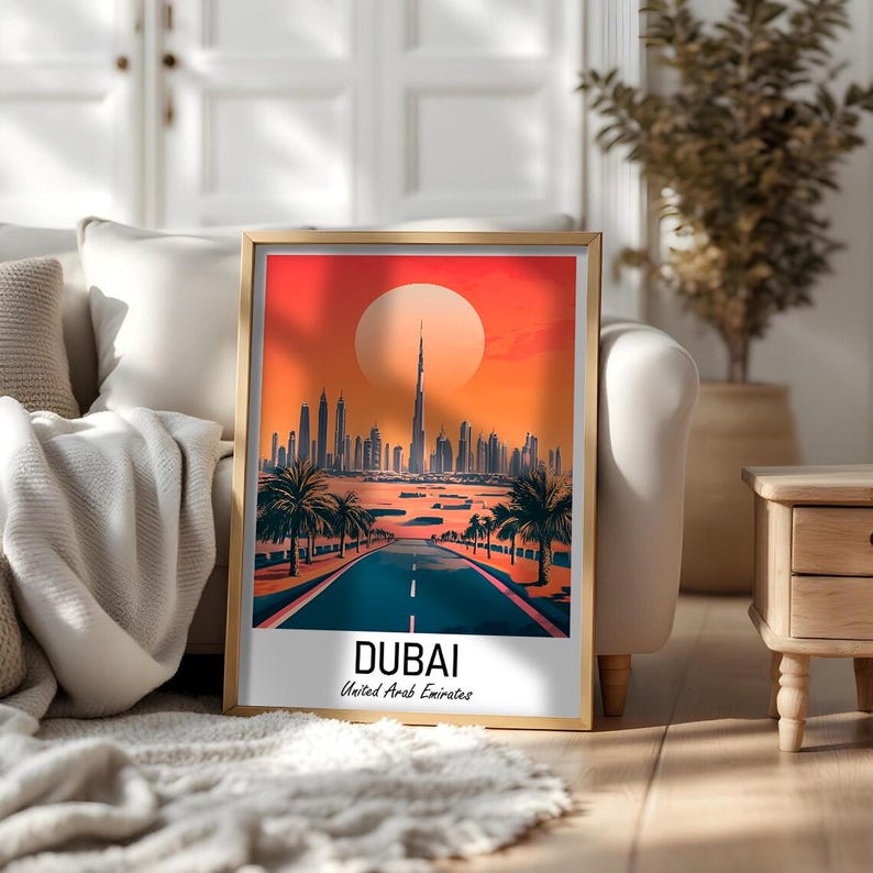 Dubai City Print, Dubai Travel Poster, United Arab Emirates Travel Gift ...