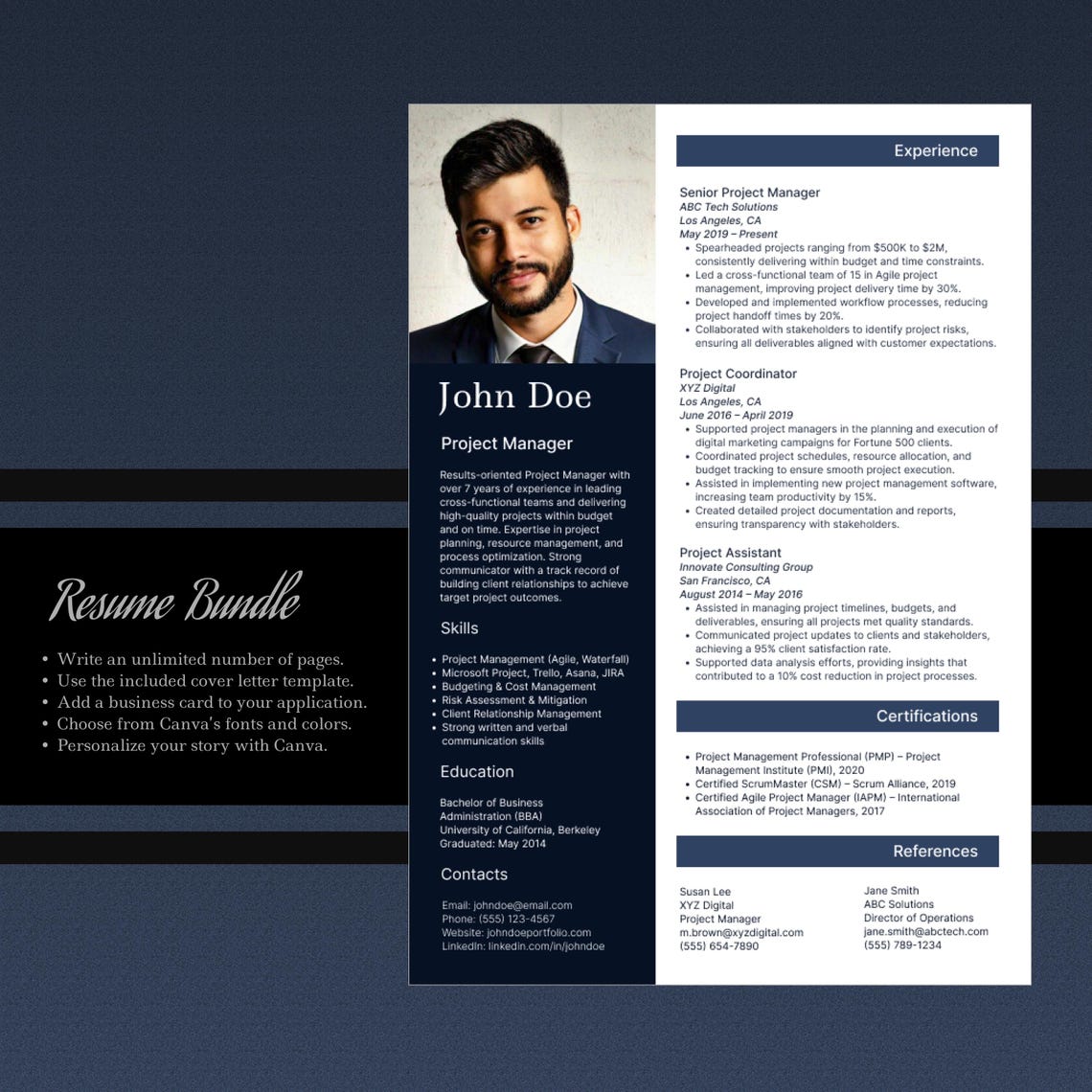 Professional Resume Bundle - Project Manager - Etsy