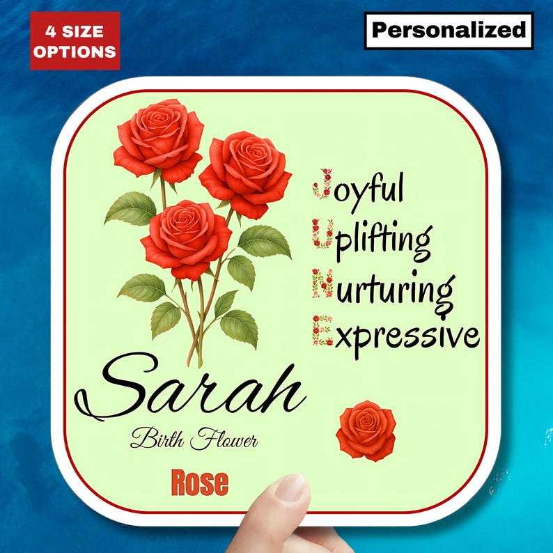 Personalized Birth Month Flower Sticker – Custom Name Birthday Gift - Etsy