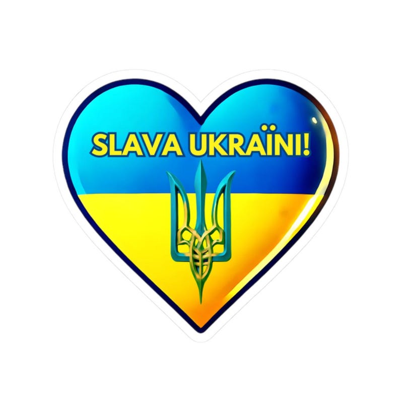 Slava Ukraini Vinyl Decal: I Stand With Ukraine Support Kiss Cut ...